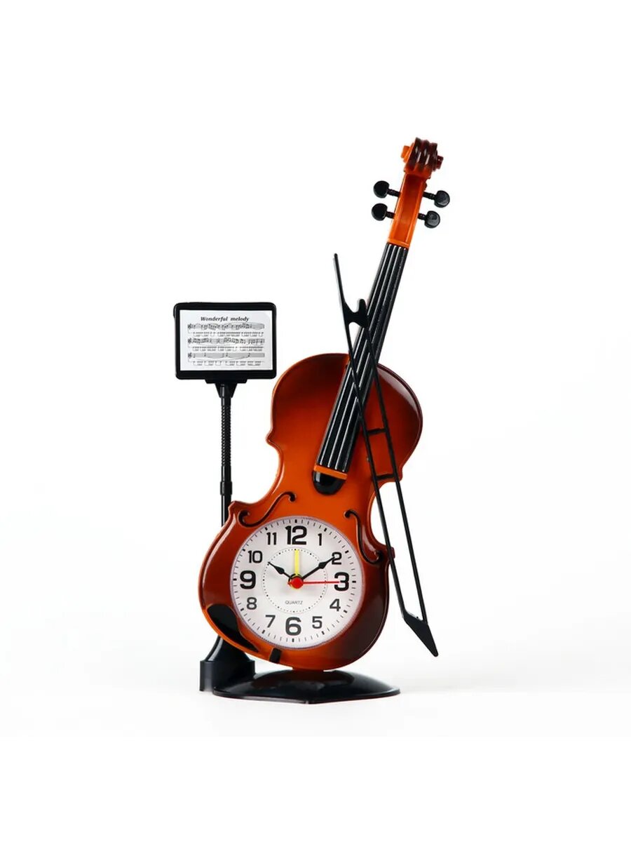 Настольные часы-скрипка с пюпитром и будильником