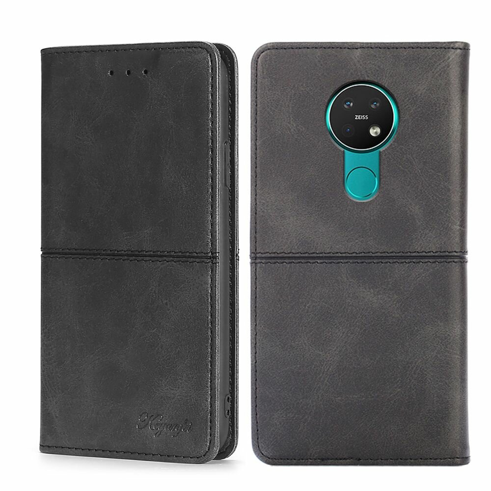 Чехол-книжка MyPads для Nokia 6.2 / 7.2 / Нокиа 6.2/7.2 воловья кожа (черный)