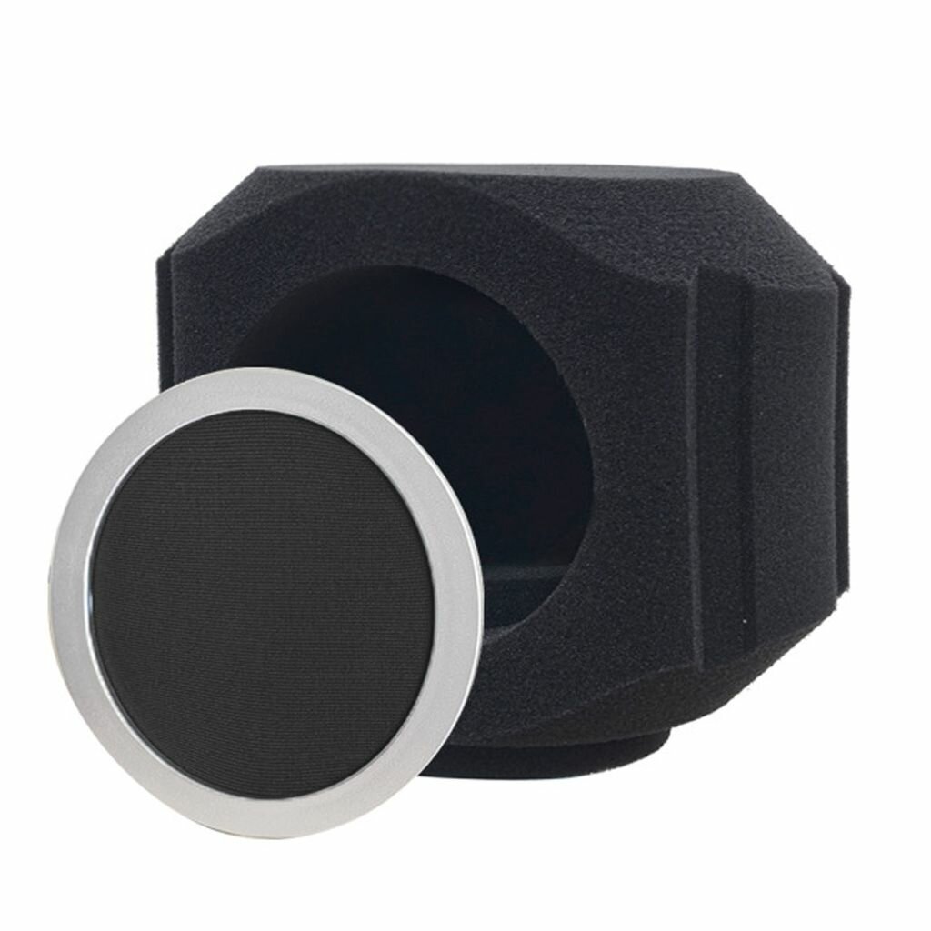 Звуконепроницаемый чехол микрофона для записывающего караоке-оборудования-серебристая рамка и черная сетка