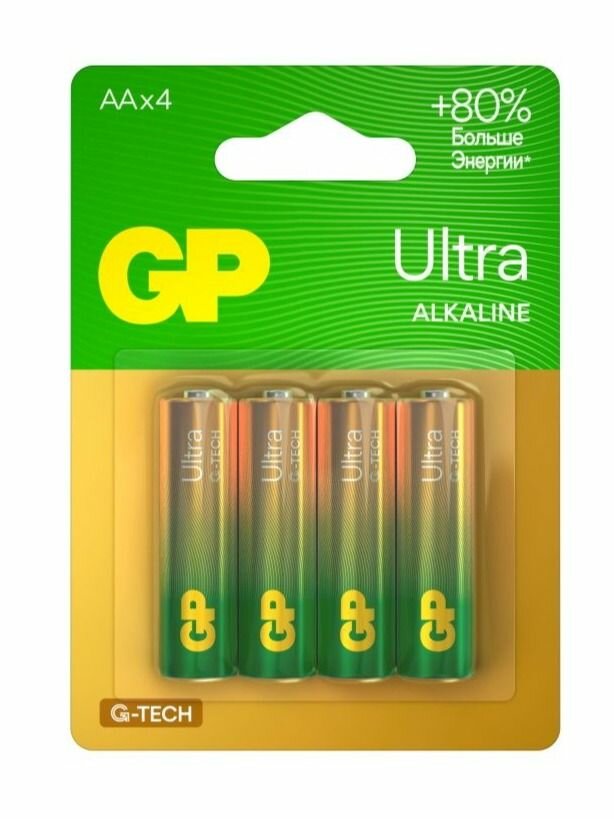 GP GP15AUA21-2CRSBC4 Батарейка АА пальчиковая алкалиновая G-TECH ULTRA ALCALINE 1.5V, 1 шт