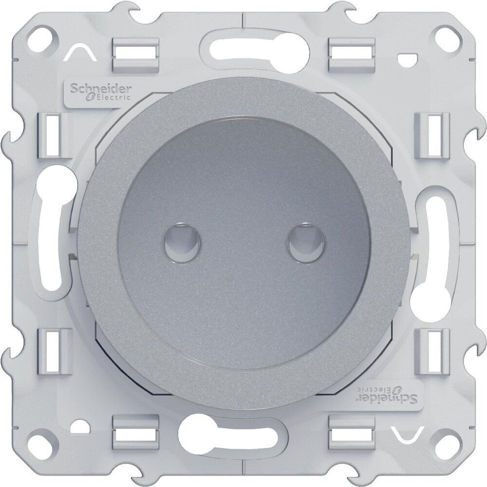 Розетка без заземления со шторками Odace алюминий S53R033 Schneider Electric