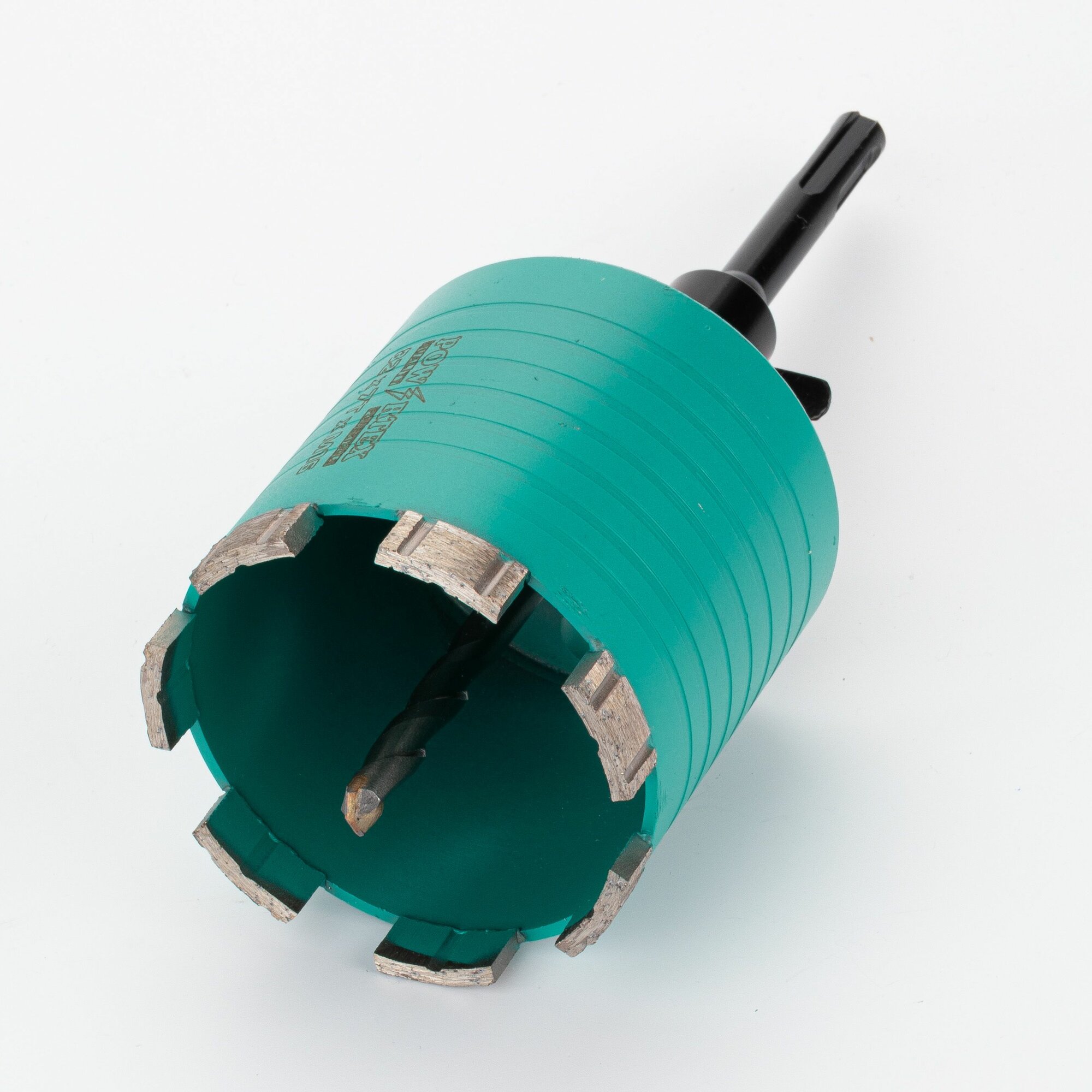 Коронка алмазная 82 мм - 7T по бетону с центрирующим сверлом, с верхними прорезями, М16 с переходником SDS+, Powertex