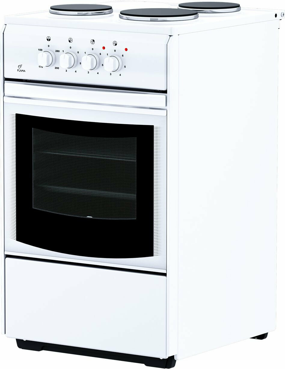 Электрическая плита Flama "AE" AE1304W, 3 конфорки, эмалированная сталь, 50л