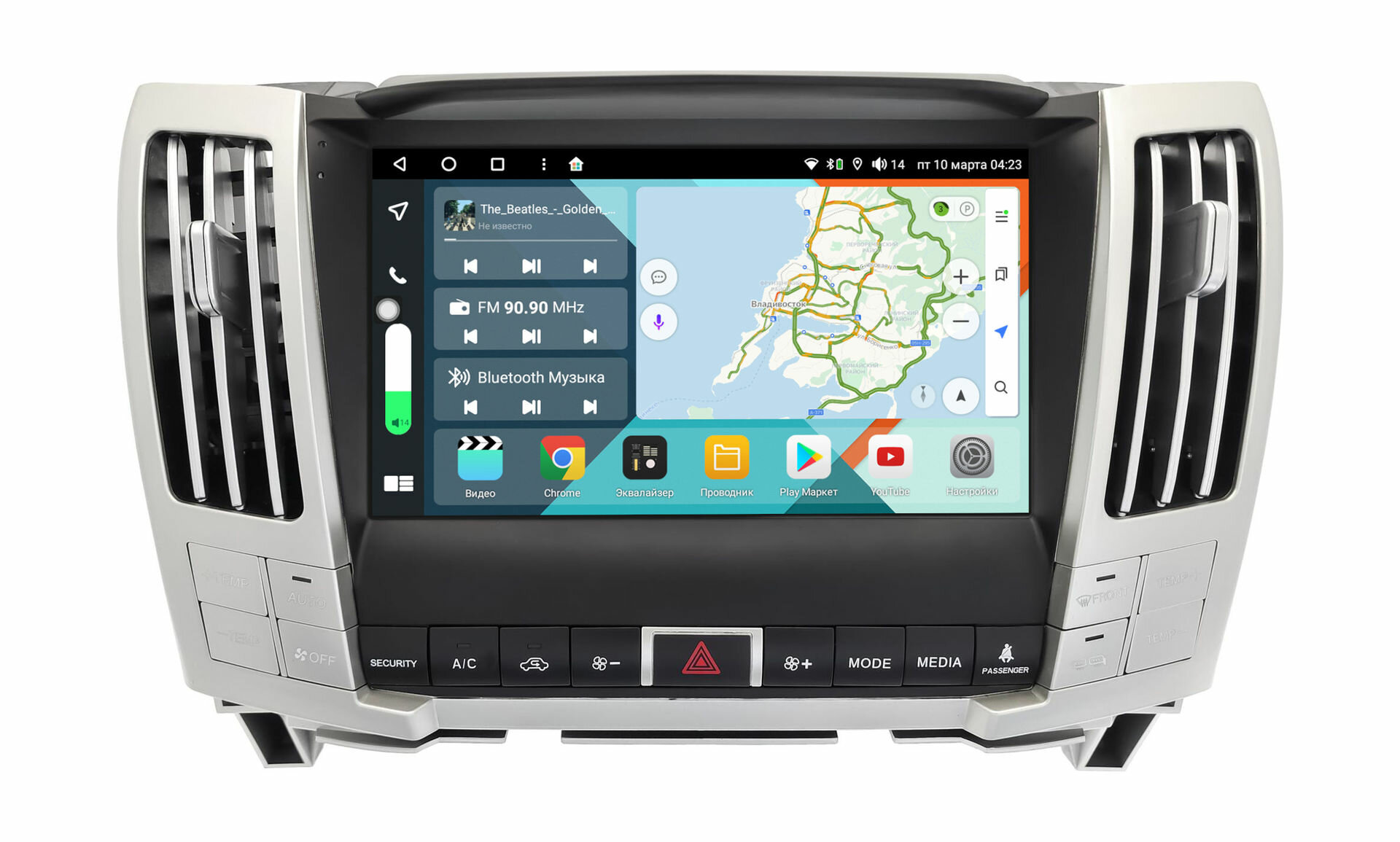 Магнитола Toyota Harrier 2003 - 2012, Lexus RX 2003 - 2009 для авто усилителем 9 дюймов, 4/64GB, 8 ядер, DSP, 4G, Android 10 / Wide Media