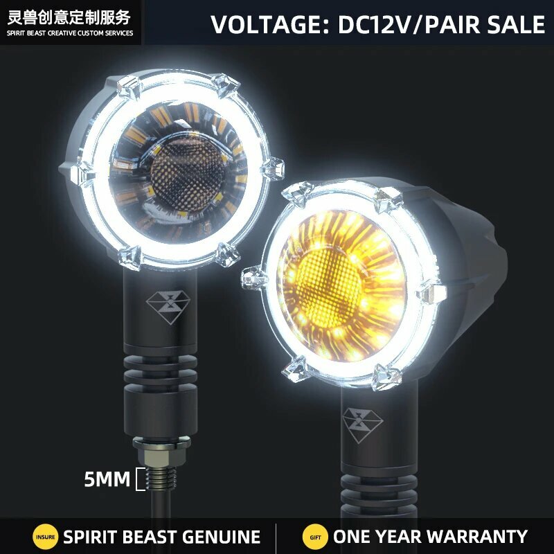 Светодиодные поворотники Spirit Beast в стиле ретро для мотоциклов BMW, Suzuki, Kawasaki, Honda, CB1000R, см, 500 дюйма, CB1100, универсальный задний фонарь White light