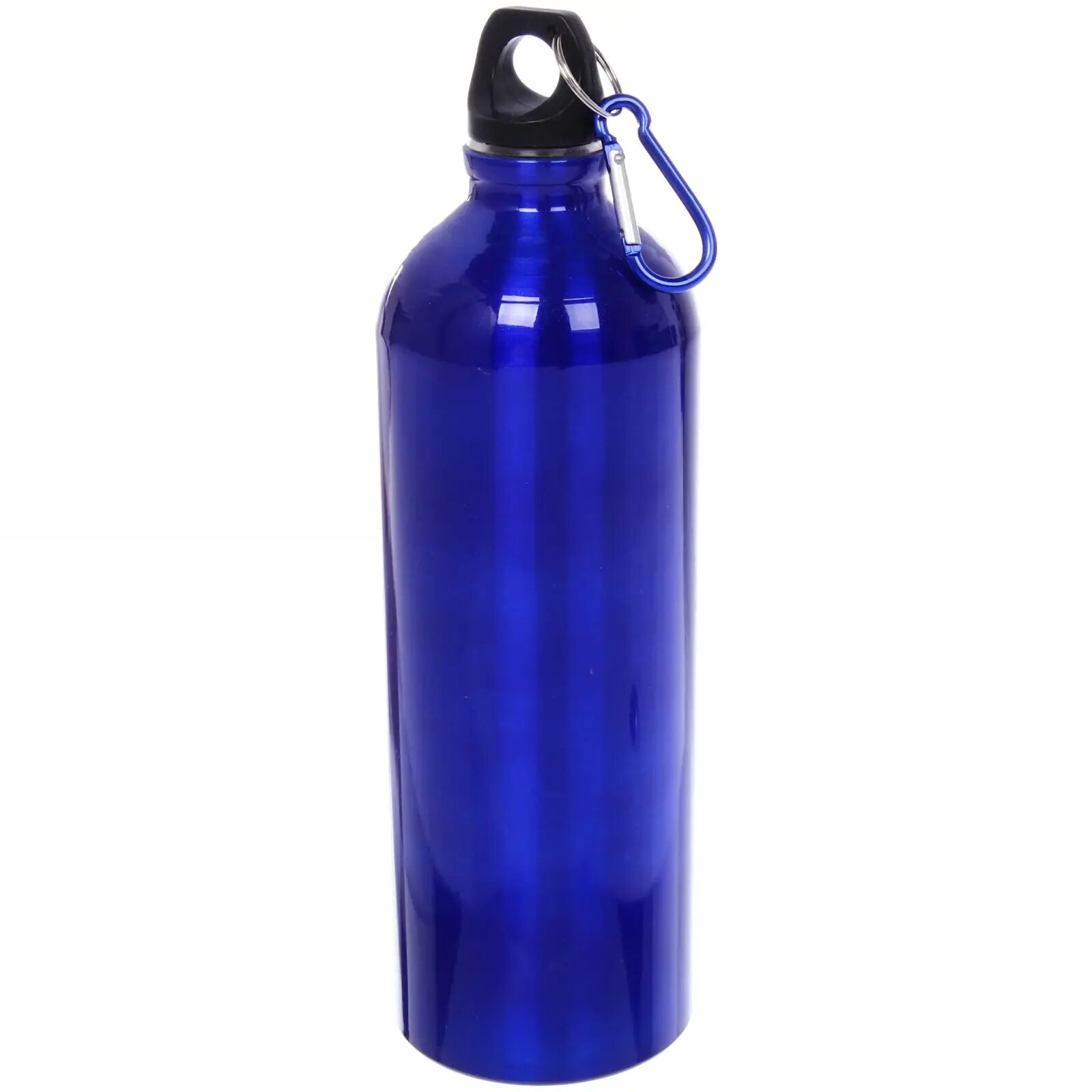 Фляга туристическая 1000мл с карабином, алюминий, пластиковая крышка, цвет металлик (синий/красный/серебристый)