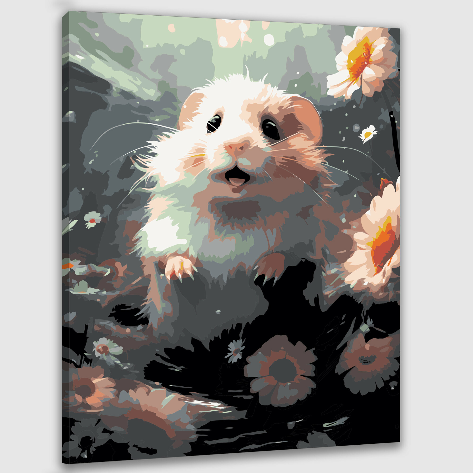 Картина по номерам 40x50 см, хомячок, цифровое произведение иск, яркие цвета, замысловатые детали, очаровательный мир