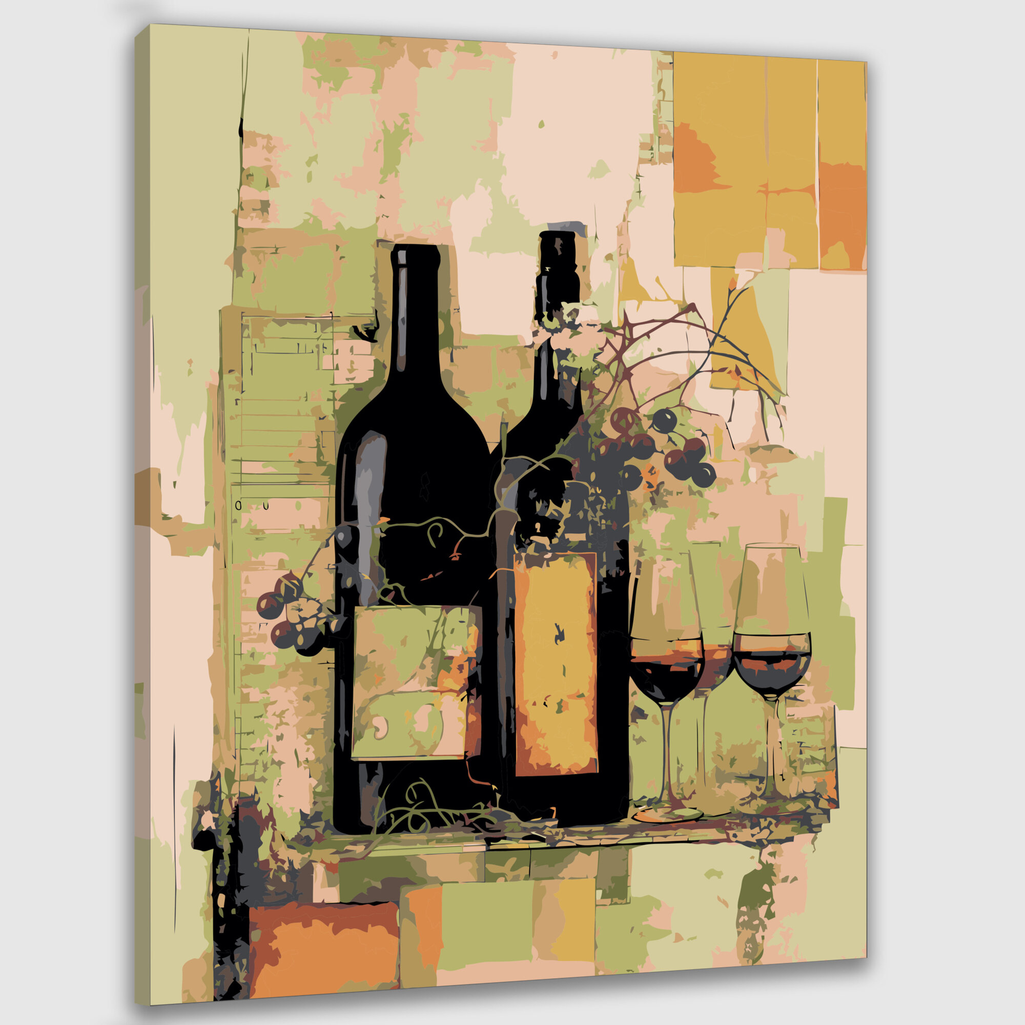 Картина по номерам 40x50 см, коллаж, смешанная техника, вино, воспоминания, старинные фотографии, рукописные письма