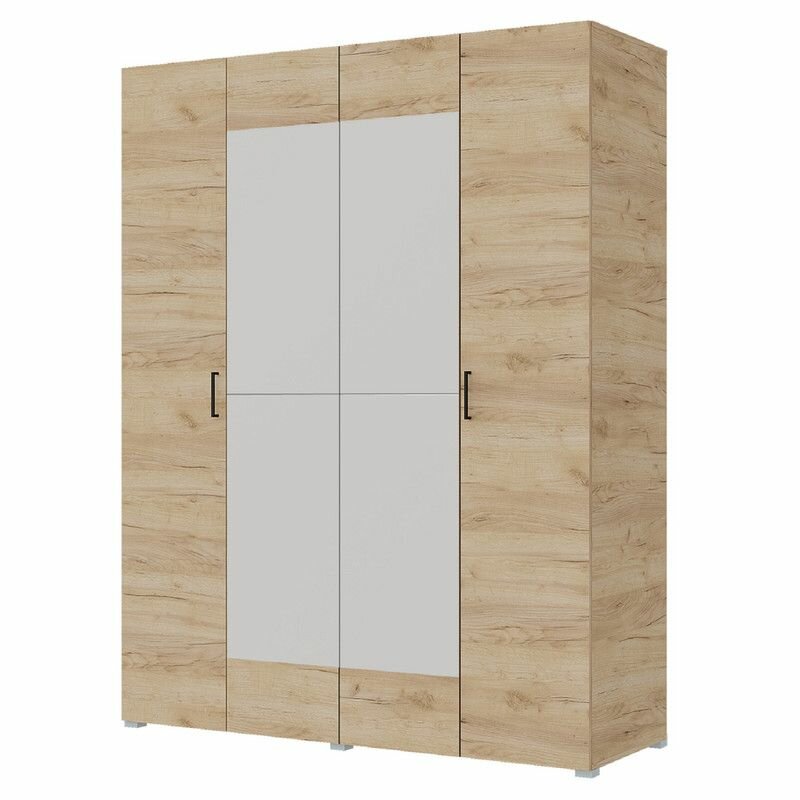 Шкаф 4ств 1800 Бостон с зеркалом 450, цвет Крафт золотой (4 ящика+штанга)