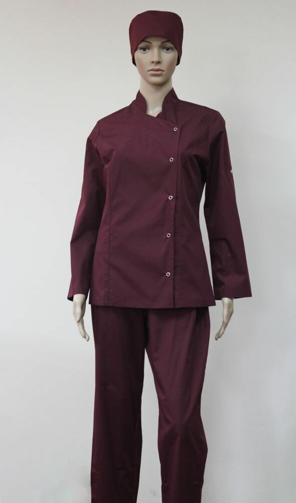 Китель поварской женский бордовый, спецодежда для повара
