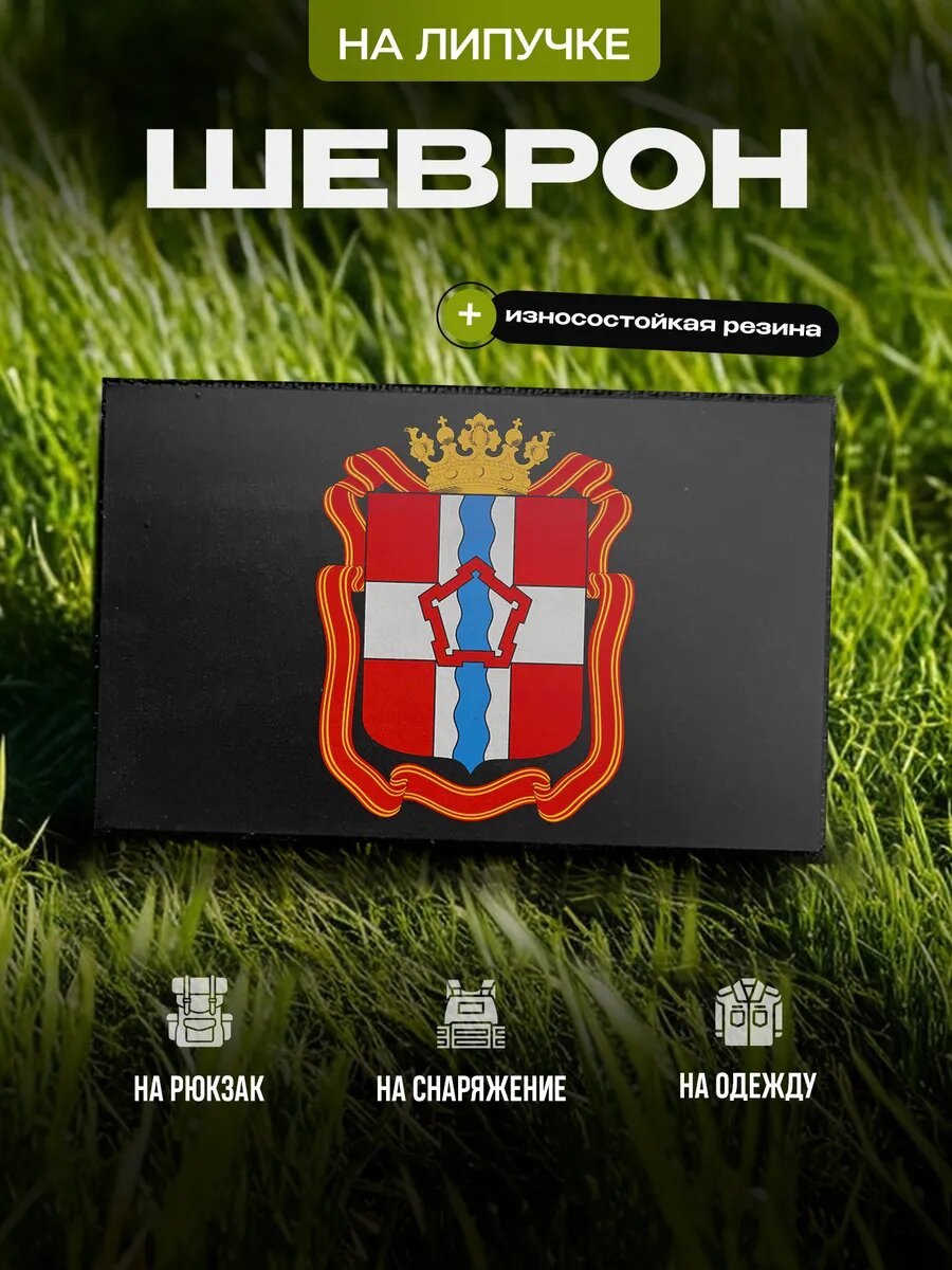 Шеврон IREVIVE прямоугольный "Омская область" на липучке, на одежду, форму