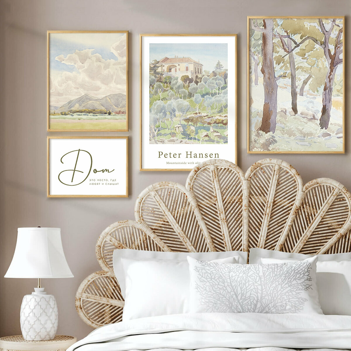 Постер 4 шт без рамки "Пейзаж репродукция" набор картин для интерьера