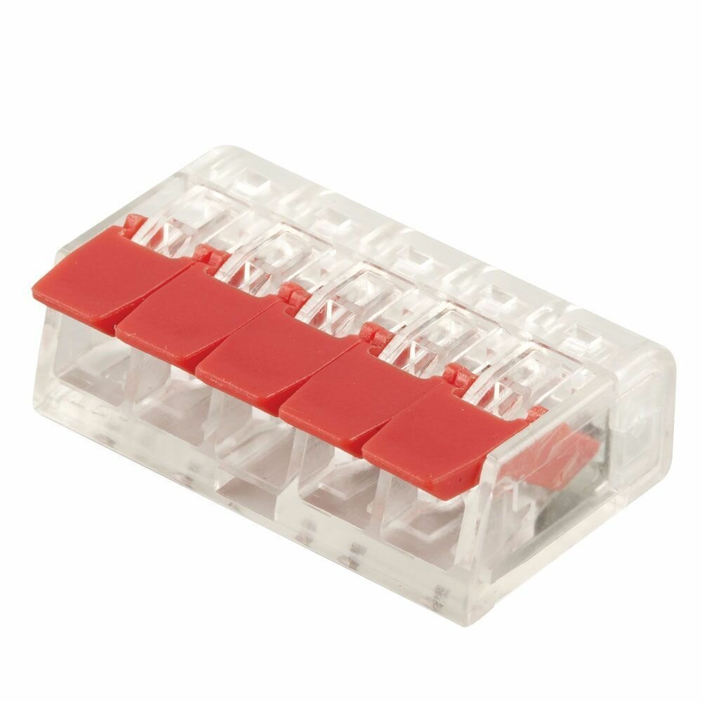 Набор из 5 штук Клемма монтажная STEKKER 5-проводная, LD221-415 (DIY упаковка 5 шт)