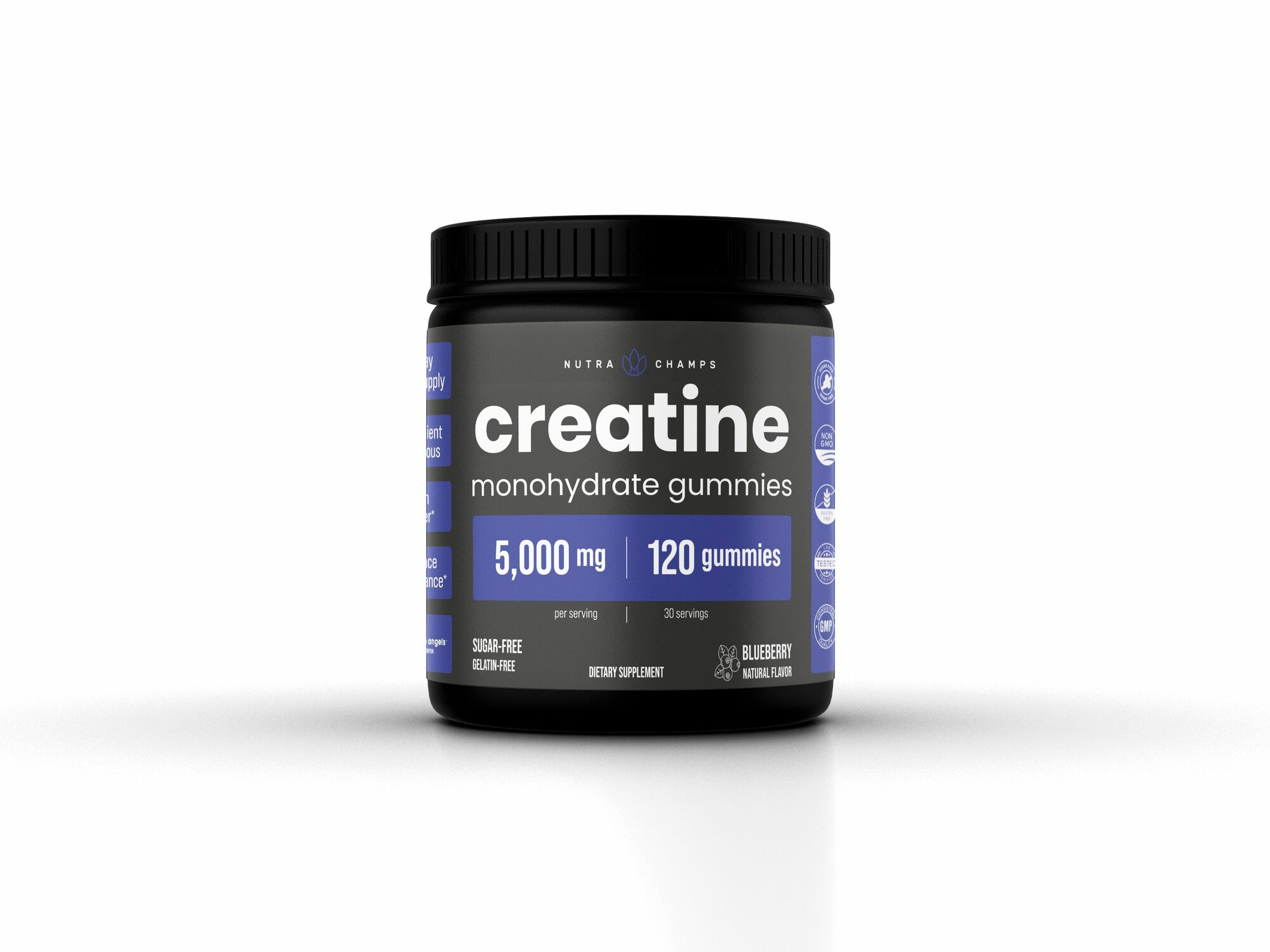 Креатин NutraChamps, "Мармеладные мишки", 5000мг, банка, голубика