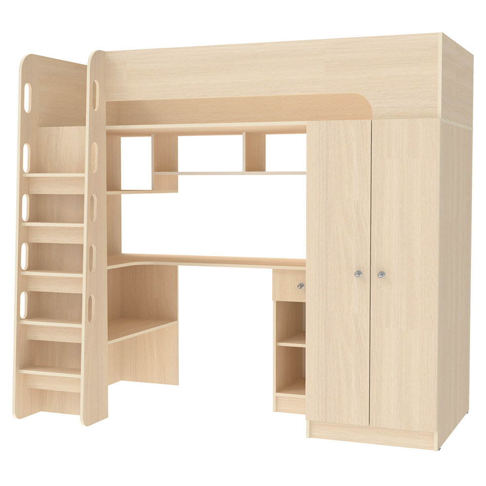 Кровать чердак Астра 10 Дуб Молочный Дуб Молочный