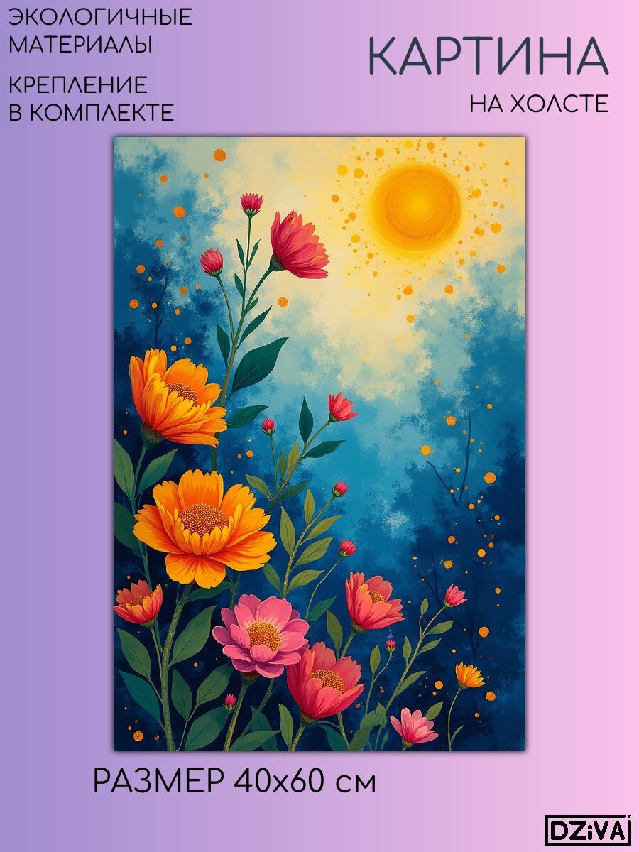 Картина на холсте "Цветочная гармония" 40x60 см
