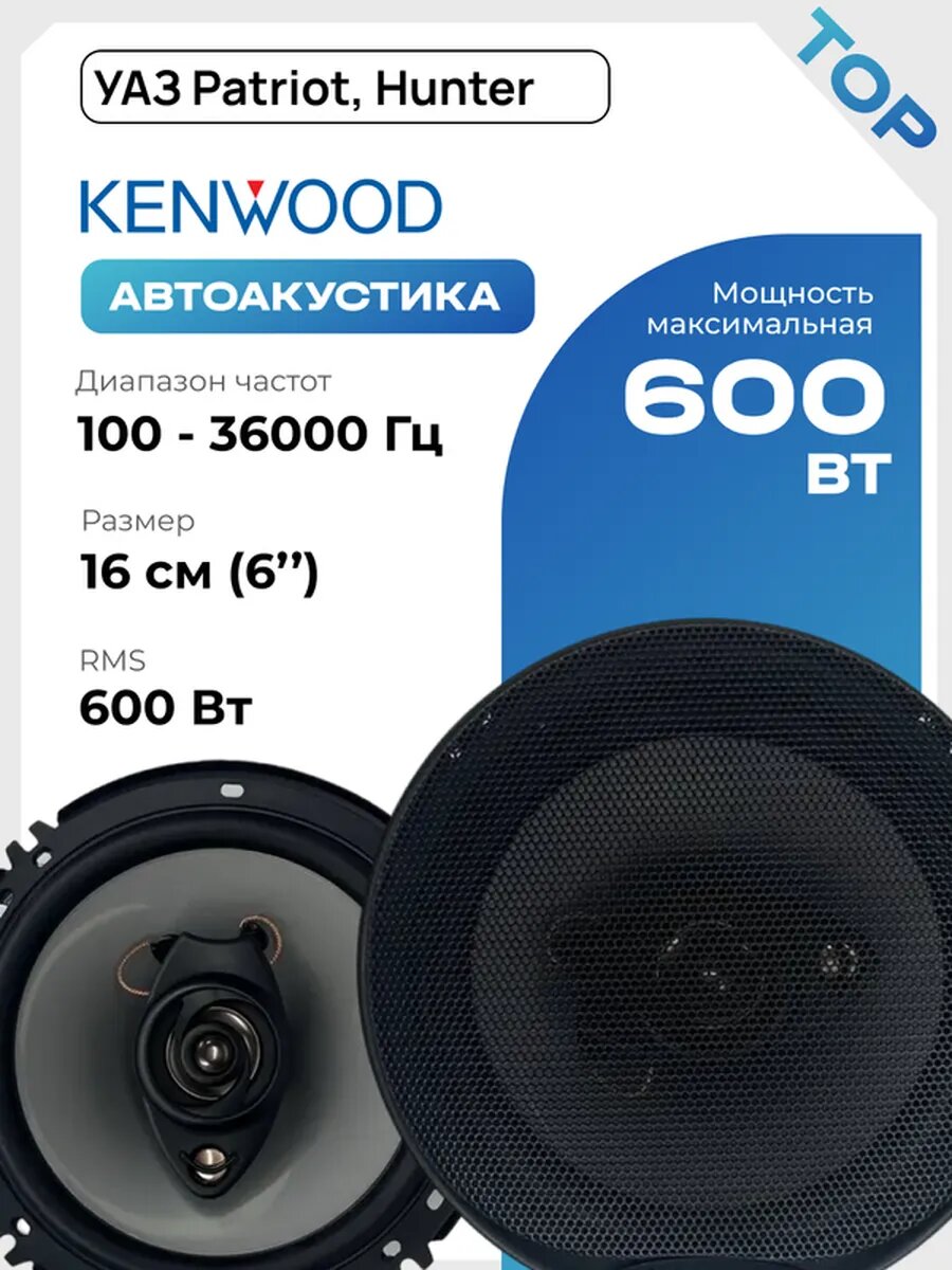 Автомобильные динамики Kenwood 16 см 500W коаксиальные