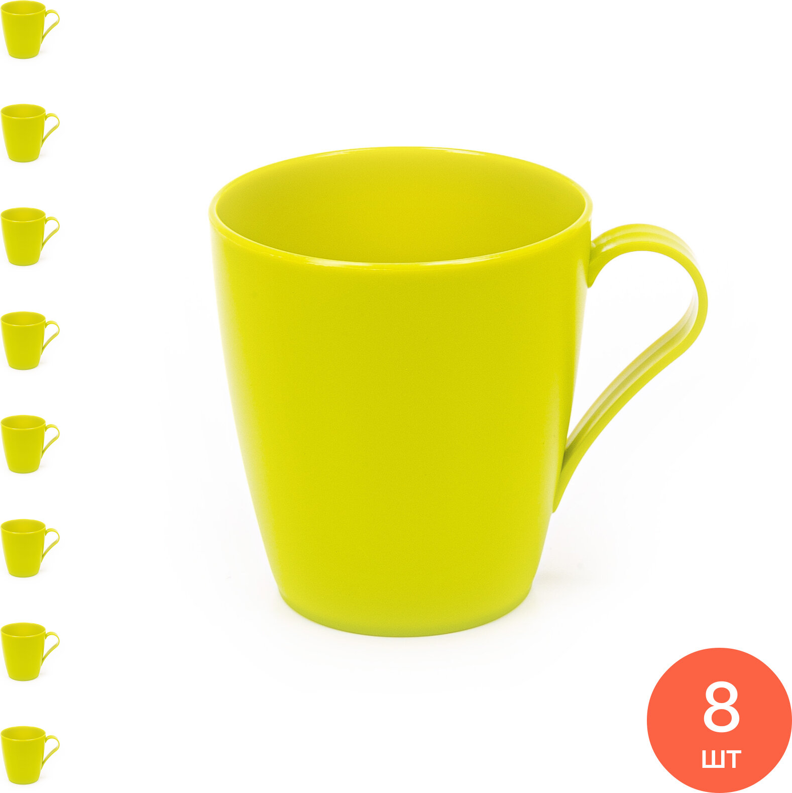 Кружка Phibo Нова пластиковая зеленая 0,4л (комплект из 8 шт)
