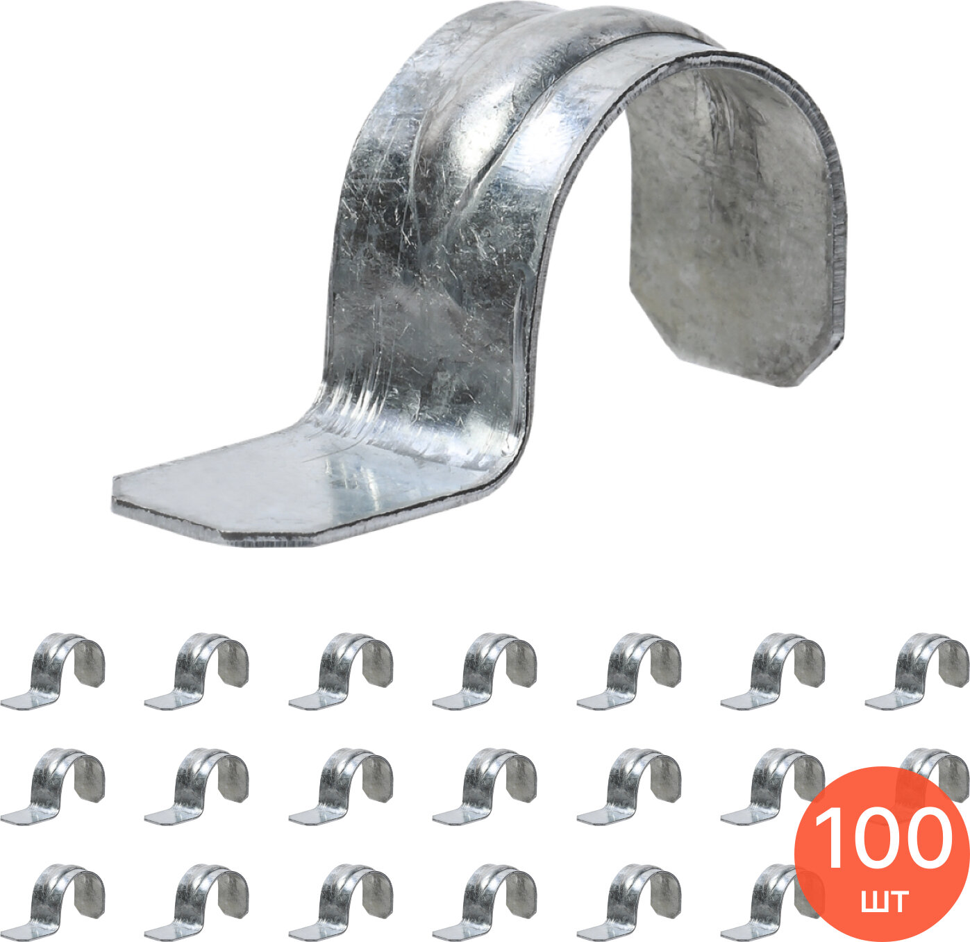 Скоба для крепления труб IEK / ИЭК Elasta однолапковая для монтажного пистолета, нержавеющая сталь, диаметр 19-20мм, 1шт. / крепеж (комплект из 100 шт)