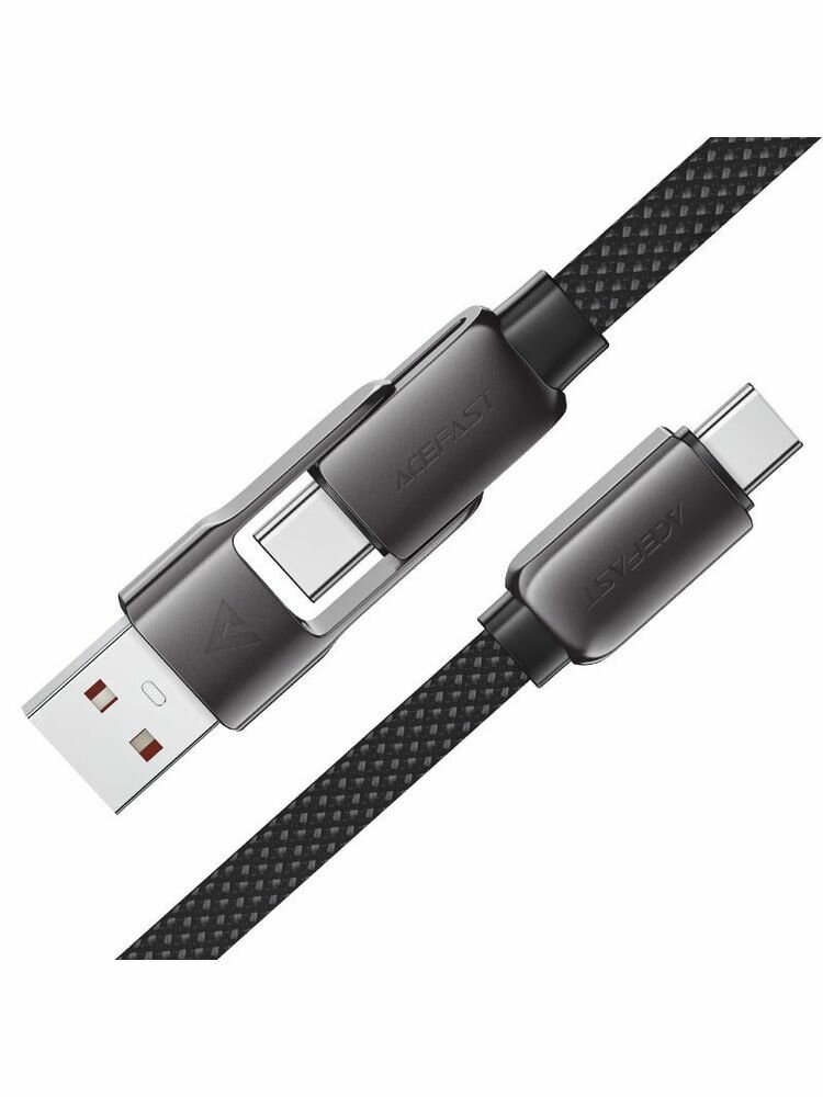 Кабель ACEFAST C13-05, USB-A, USB-C, 0.2м, цинковые коннекторы, нейлон, черный