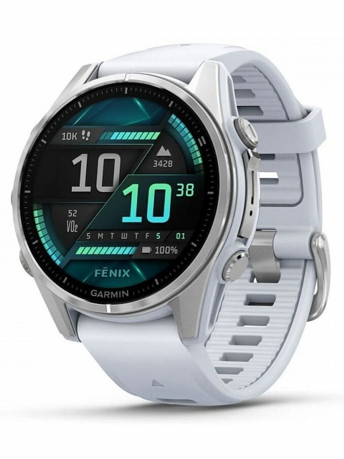 Смарт-часы Garmin Fenix 8 43 мм серебристый корпус, белый ремешок 010-02903-00