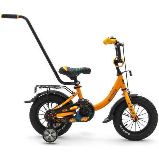 Детский велосипед Zigzag 12" ZOO оранжевый С ручкой