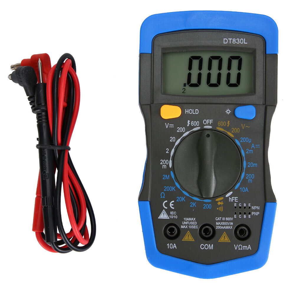 Цифровой мини-мультиметр DT830L, портативный, LCD, напряжение и ток