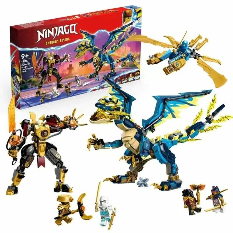 Пластиковый конструктор Ninjago Элементальный Дракон против Робота-императрицы 71796