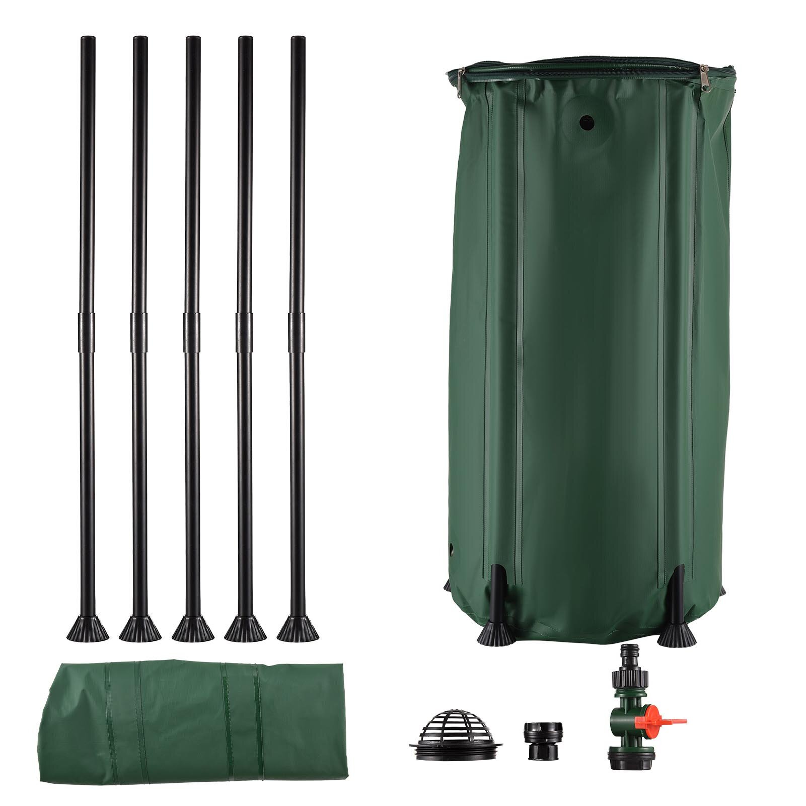 Переносная бочка для сбора дождевой воды с фильтром для водосточной трубы и переливным клапаном, брезент из ПВХ 500D, комплект бочки для дождевой воды объемом 100 л.