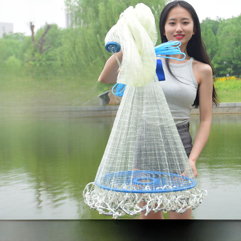 Рыболовный паук Ku Hong, фрисби форма, с сетью, цепь для заброса