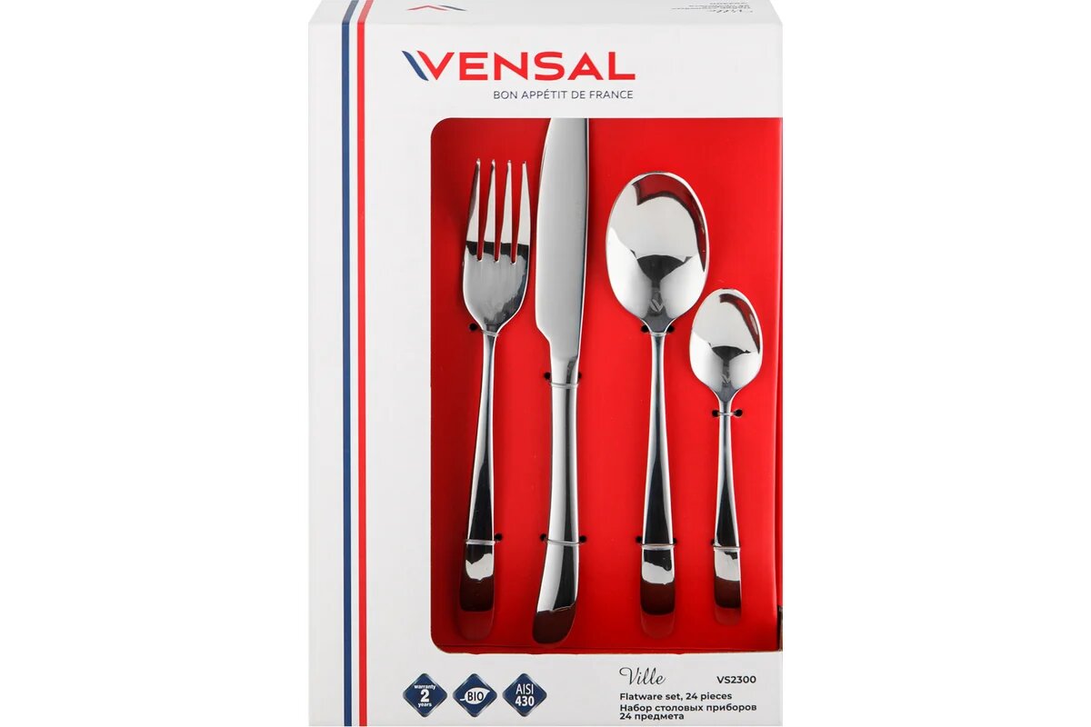 VENSAL Набор столовых приборов 24 предмета нержавеющая сталь VS2300