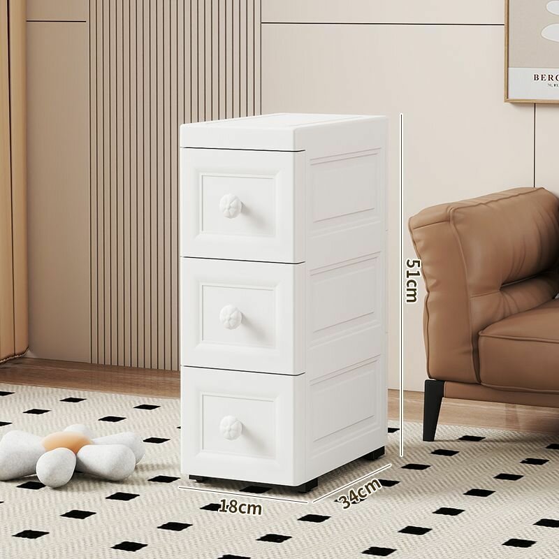 Kнижный шкаф, Узкий шкаф для хранения, Передвижной с колесами,18*34*51см