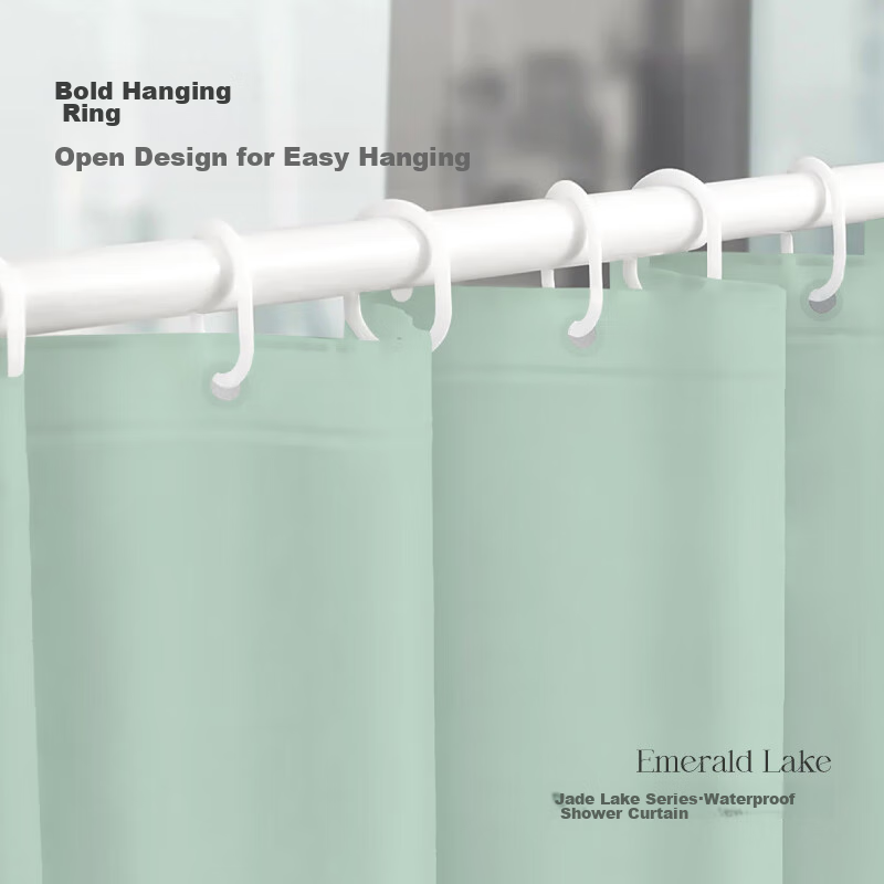 Foojo Shower Curtain, EVA Bathroom Partition Curtain 1.8*1.8m with Hooks, Pure Green