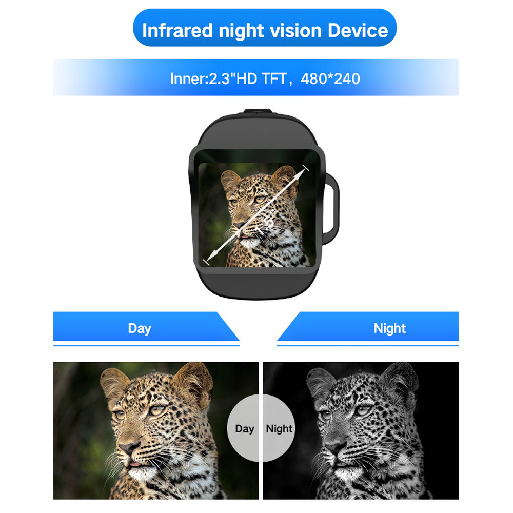 Прибор ночного видения монокуляр 12MP 1080P 4X цифровой зум инфракрасный для дневного и ночного использования режимы фото видео воспроизведения дальность обзора в полном темноте 200M для охоты на открытом воздухе плавания путешествий