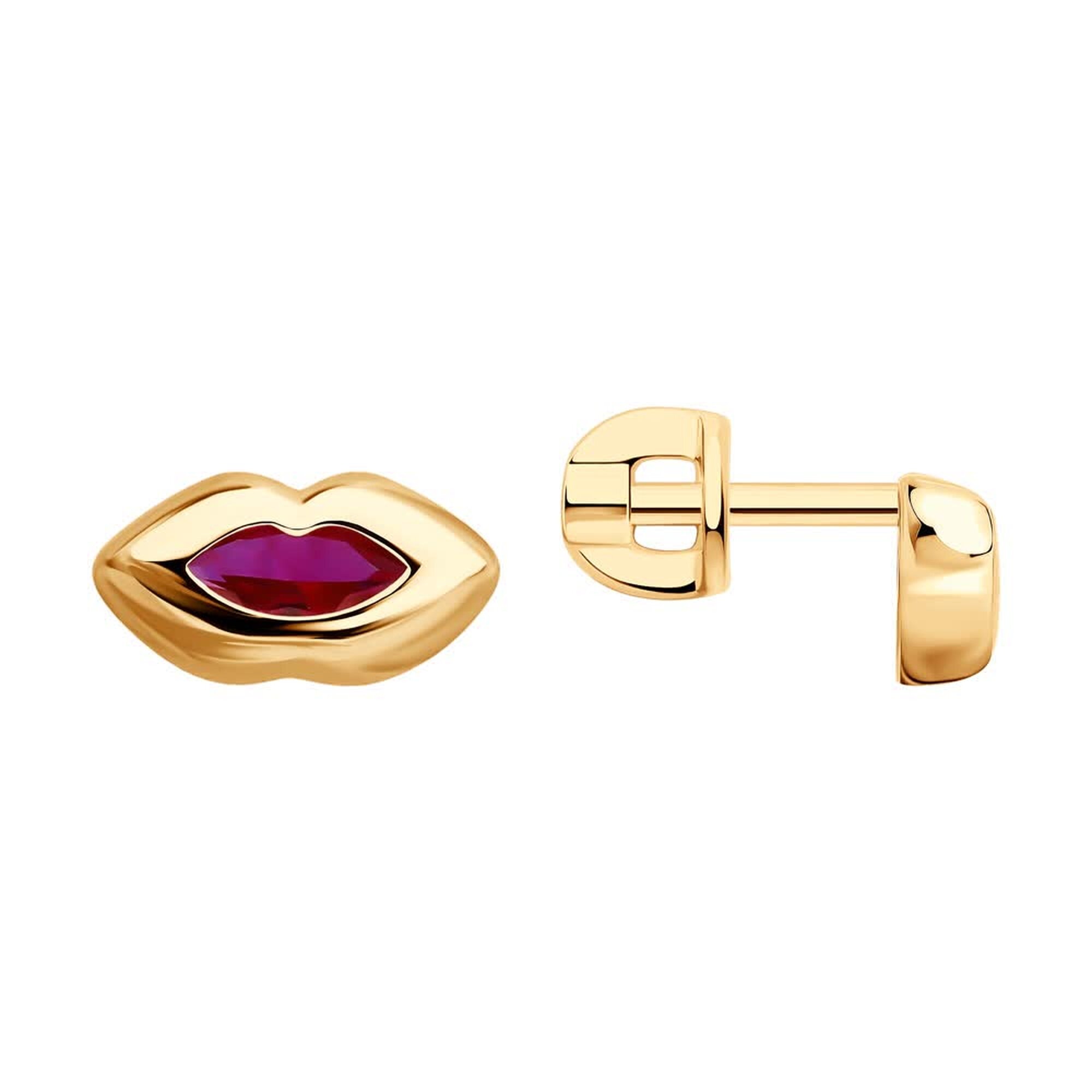 Серьги, серебро, 925 проба, золочение, корунд