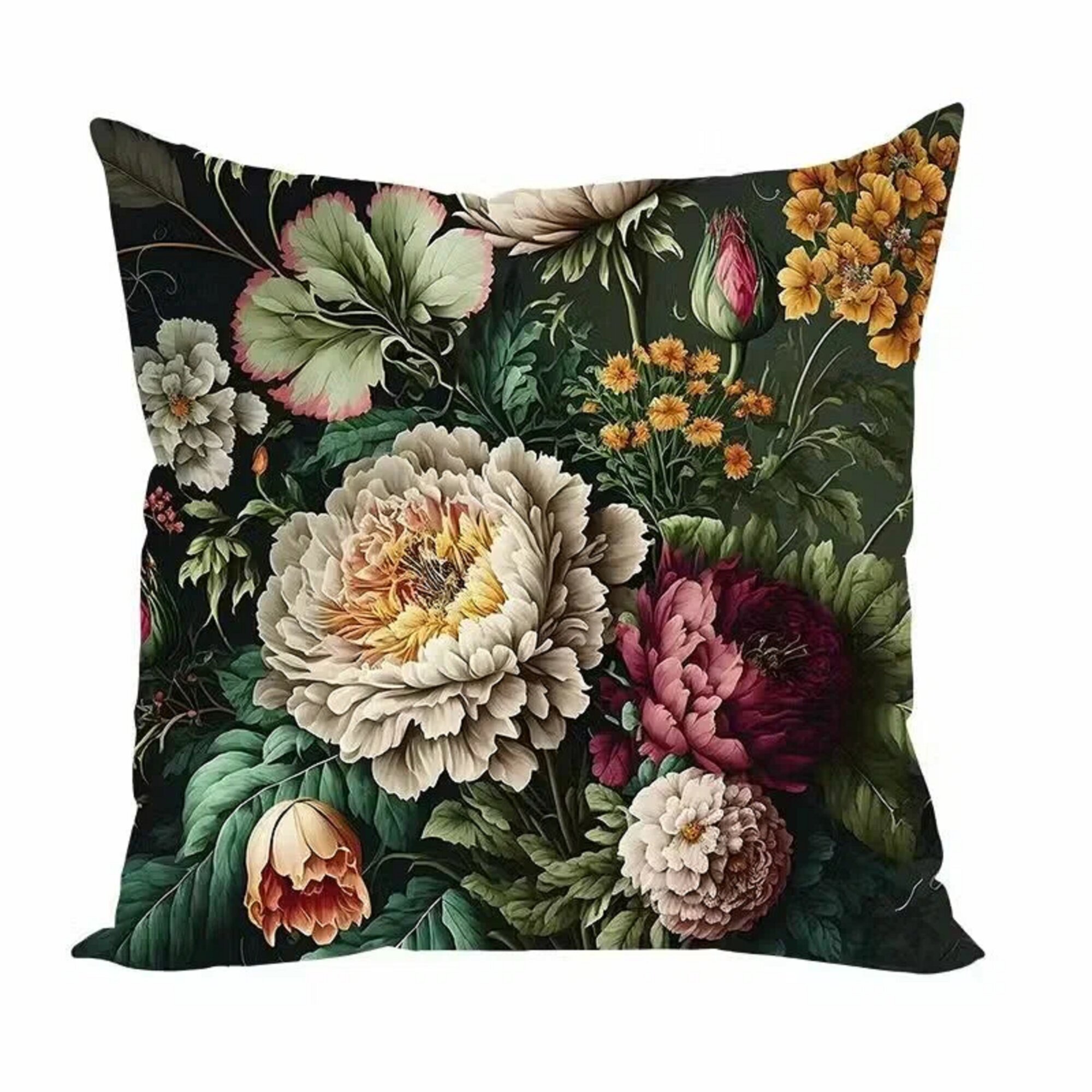 Чехол для подушки Цветочная ферия Пионы 40х40 велюр