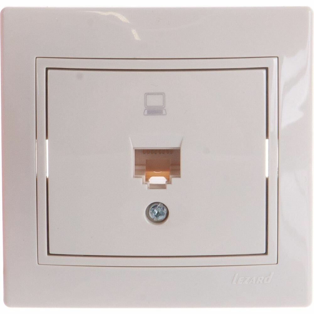 Розетка компьютерная 1-м СП Mira RJ45 крем./крем. LEZARD 701-0303-139
