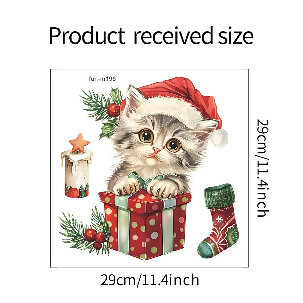 Рождественская кошка, декоративные наклейки на стену унитаза, Рождественский Декор, Настенный декор, клейкие обои, украшение для ванной комнаты, домашняя наклейка