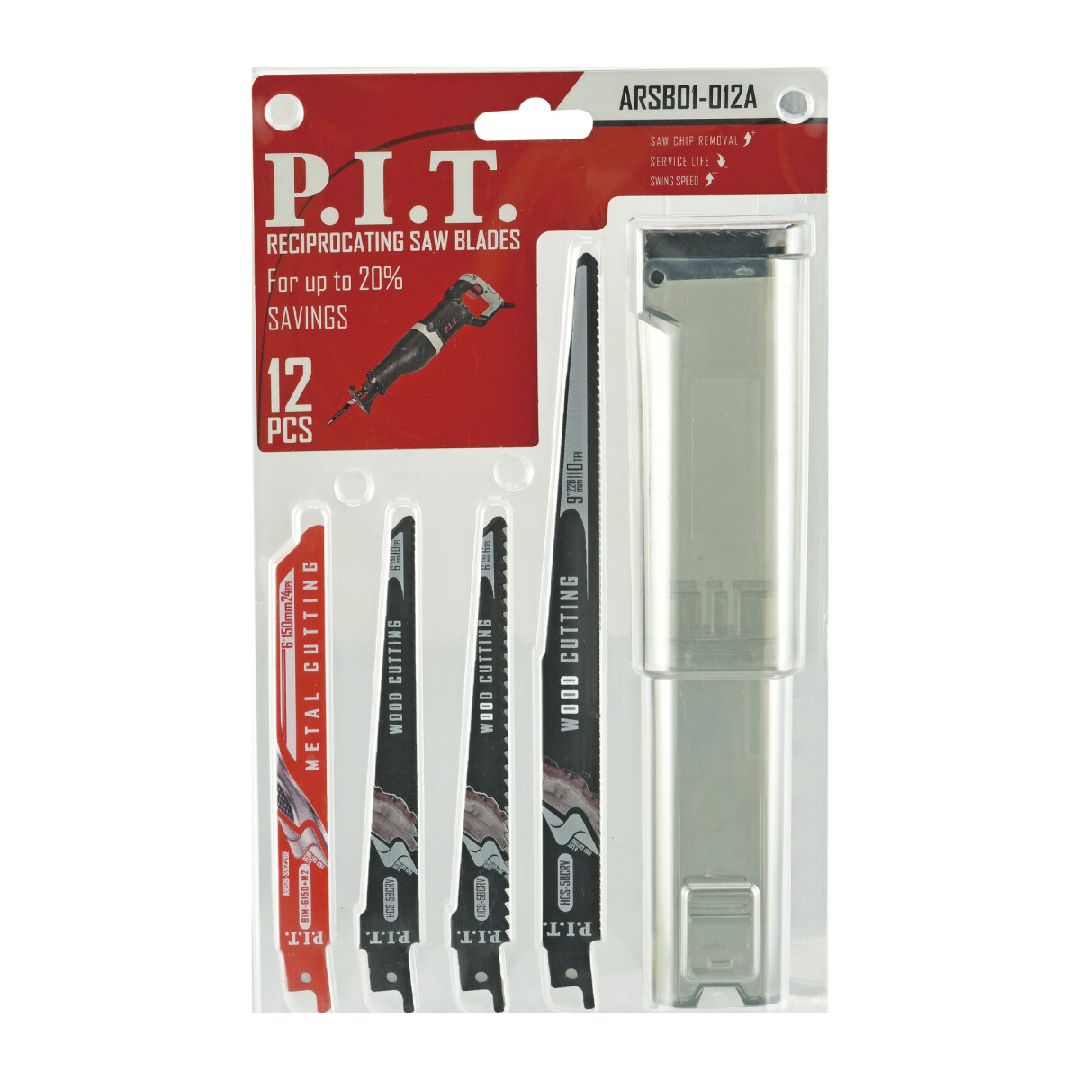 Набор полотен для сабельной пилы 12шт. дерево, мет P.I.T. ARSB01-012A