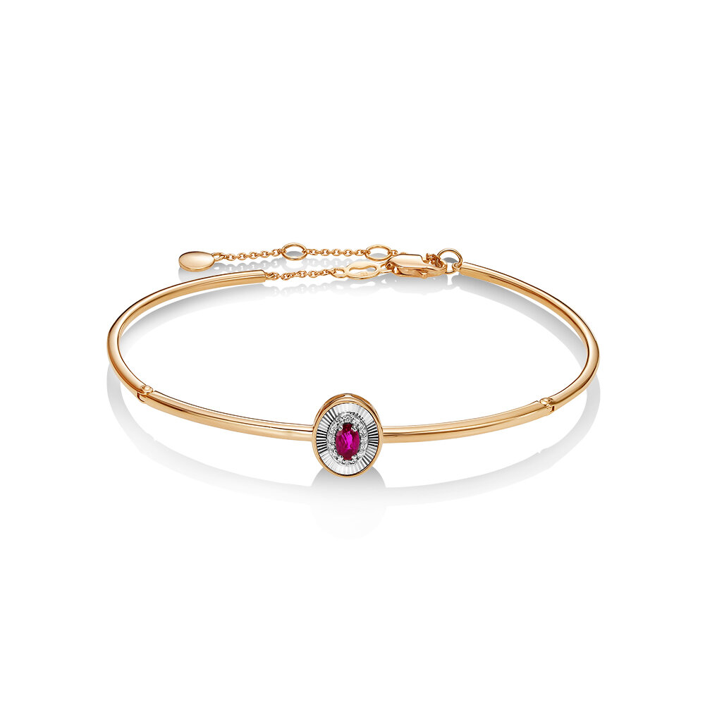 Браслет, красное золото, 585 проба, рубин