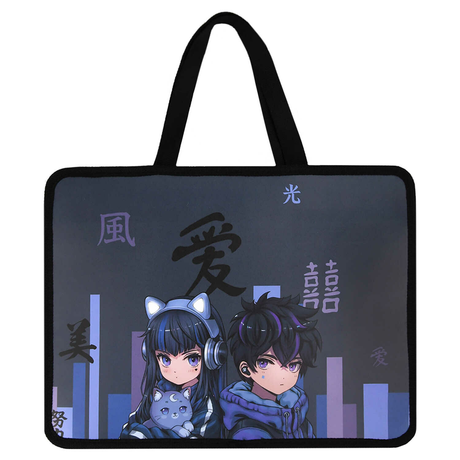 Папка Феникс+ "акибер аниме", А4, фиолетовая, на молнии, 1 шт