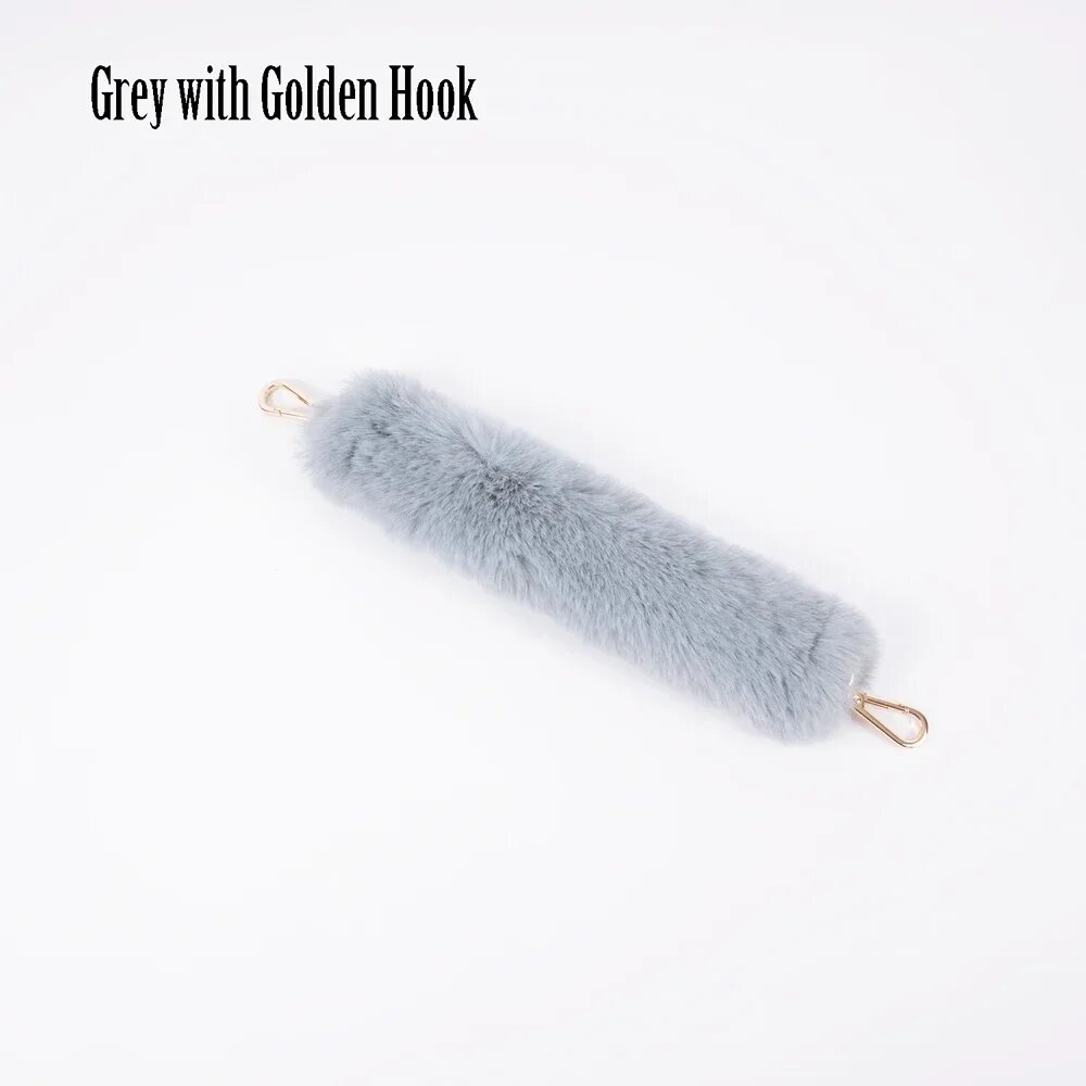 Tanqu 1-комп. сменная короткая меховая ручка ремня с Т-образной пряжкой и кольцом-крючком для сумки, зимняя женская сумка на плечо, аксессуары blue grey with hook