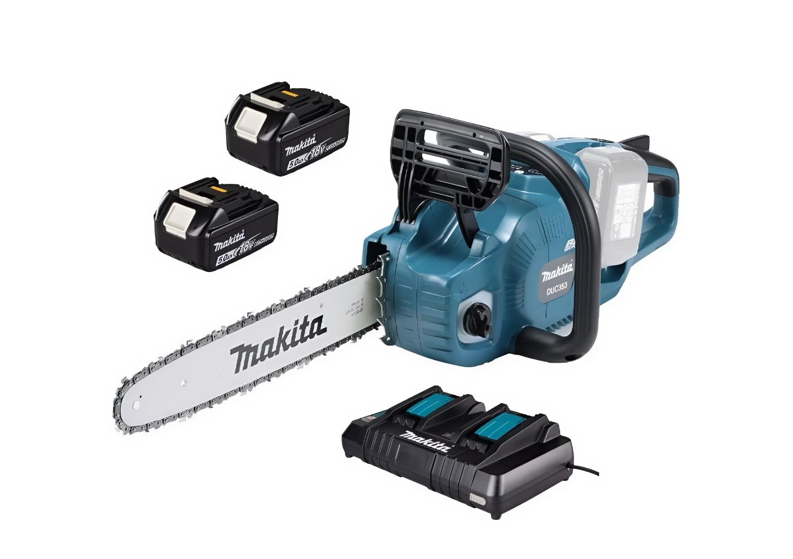 Аккумуляторная цепная пила Makita DUC353CT2 2х18В LXT 35см (2АКБ 5,0 Ач, З/У)