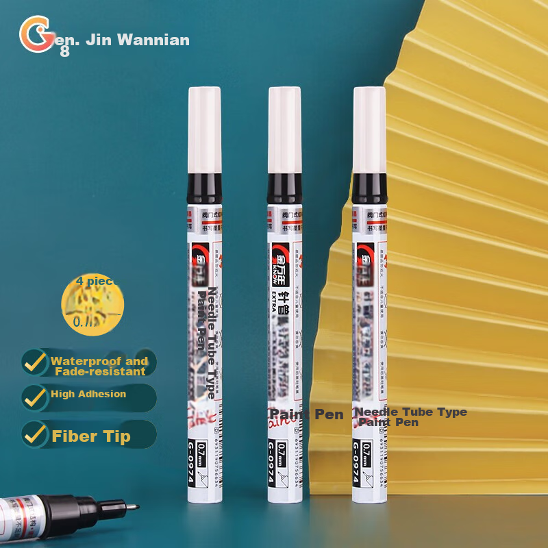 Jinwanian 0.7mm Paint Marker [Shake to Release Air], Black, 4-Pack, Signature Pen, Marker Pen, Highlighter, Check-In Pen, Graffiti Pen, Tire Pen, G-0974