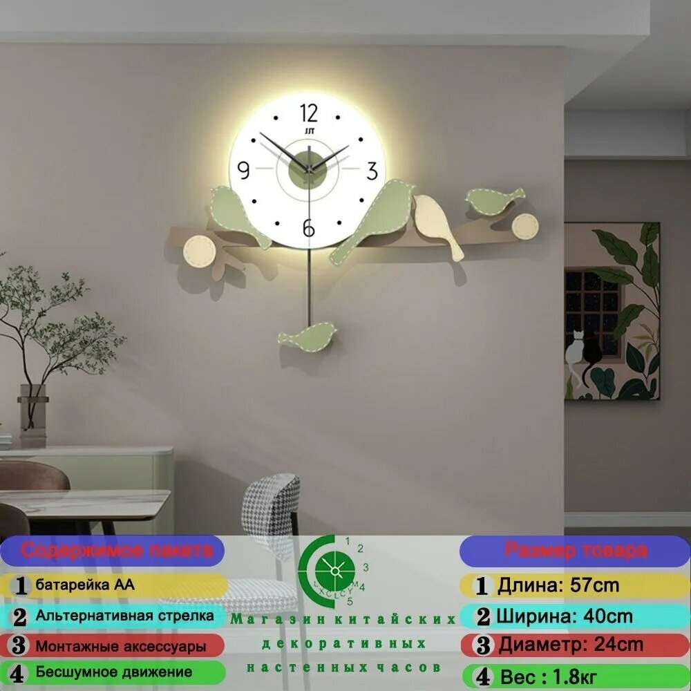 Настенные часы "Настенные часы с кукушкой, часы для гостиной, современная мода, украшение для дома, ресторана, настенные подвесные масляные бесшумные часы", 54 см х 40 см