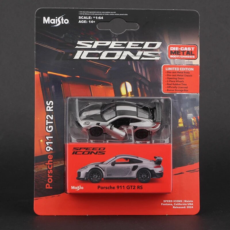 Maisto Porsche 911 GT2 RS, серый, 1:64