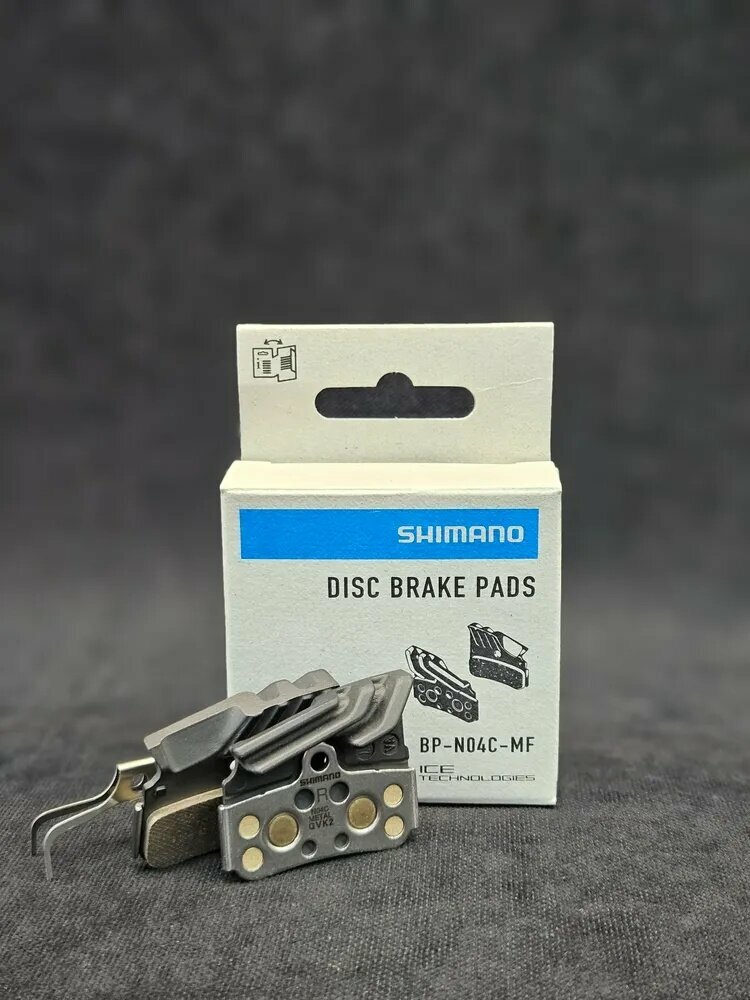 Колодки для дисковых тормозов Shimano N04C-MF (BR-M8120), N-type, с радиатором, металлизированные (sintered), подложка из стального сплава
