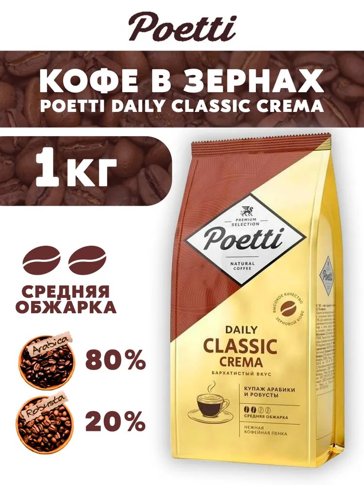 Кофе в зернах Poetti Daily Classic Crema 1 кг