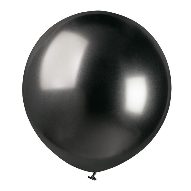 Шар латексный GEMAR Хром, Темное серебро, Металл, Shiny Space grey, 19"/48 см, 25 штук