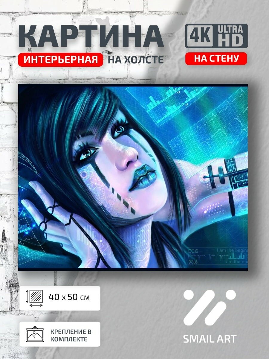 Картина на холсте интерьерная 40 на 50 на стену Девушка Cortana для гостиной атмосфера
